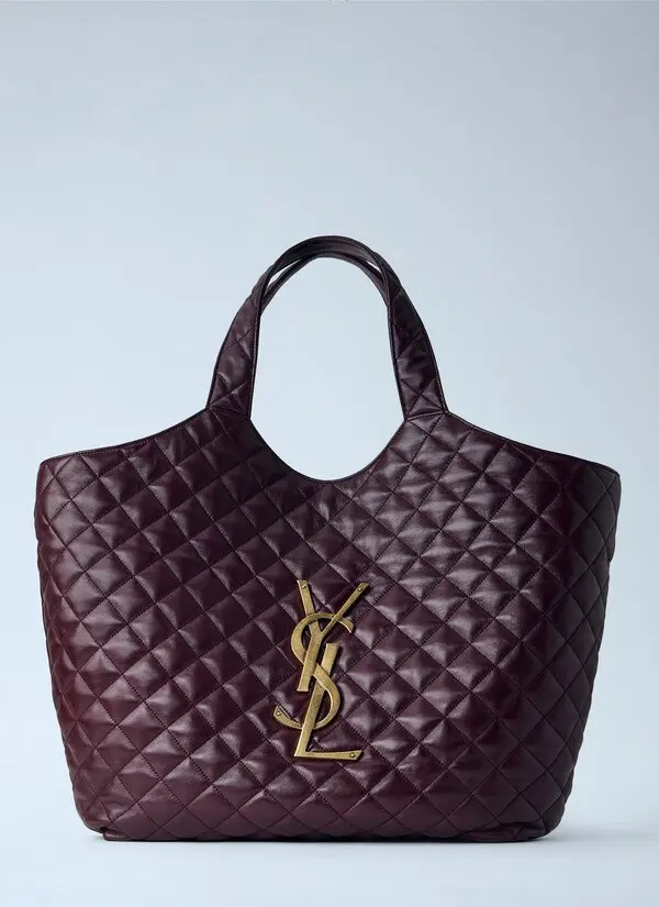 Saint Laurent Icare Maxi Quilted Leather Tote With Gold Tone Logo Hardware - Multicolor