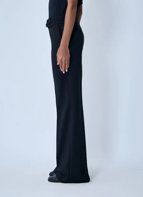 Sportmax High-rise Wide-leg Wool Trousers With Tie Belt