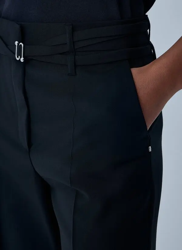 Sportmax High-rise Wide-leg Wool Trousers With Tie Belt