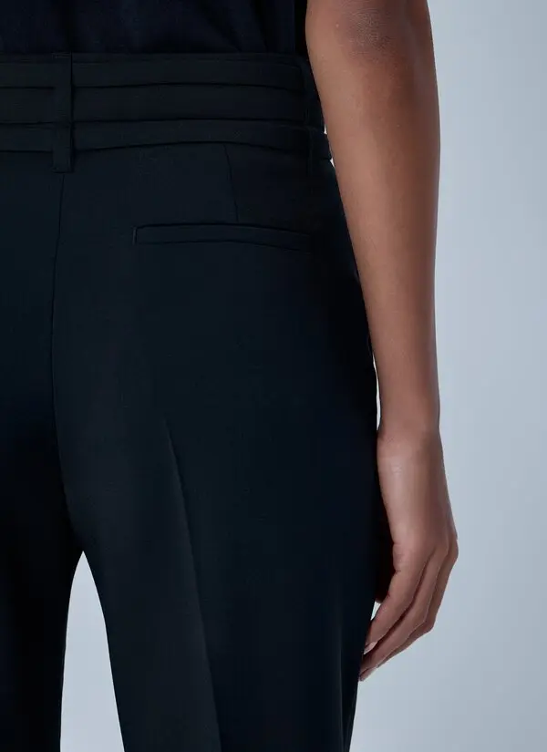 Sportmax High-rise Wide-leg Wool Trousers With Tie Belt