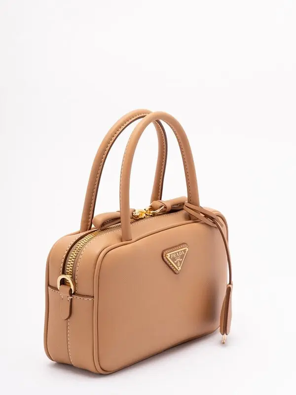 Prada Calf Leather Satchel Bag With Gold Tone Hardware - Multicolor
