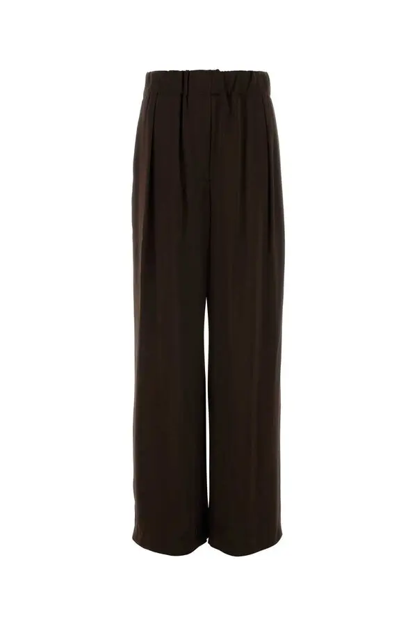 JIL SANDER Chocolate Satin Wide-leg Pants - Brown