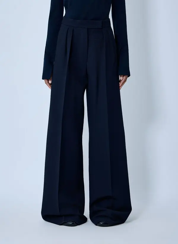 Max Mara High-waisted Wide-leg Pleated Wool-blend Trousers