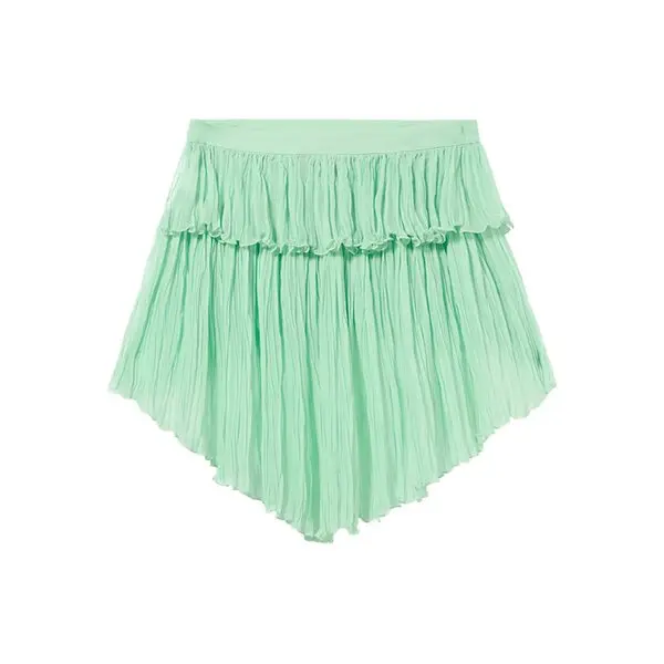 Blumarine Tiered Pleated Asymmetric Hem Skirt - Green