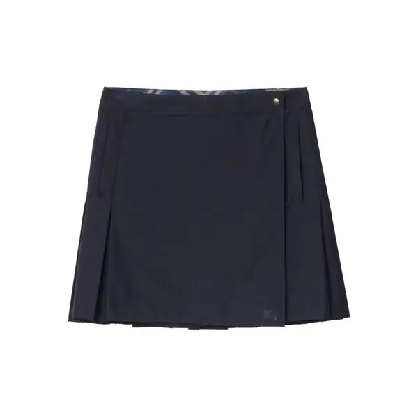 Burberry Pleated Skirt With Equestrian Knight Design - Blue