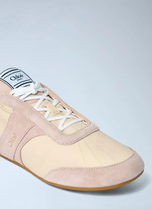 Chloé Kick Sneakers In Mixed Materials - Pink