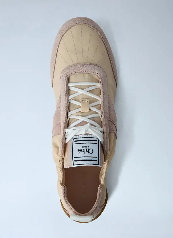 Chloé Kick Sneakers In Mixed Materials - Pink