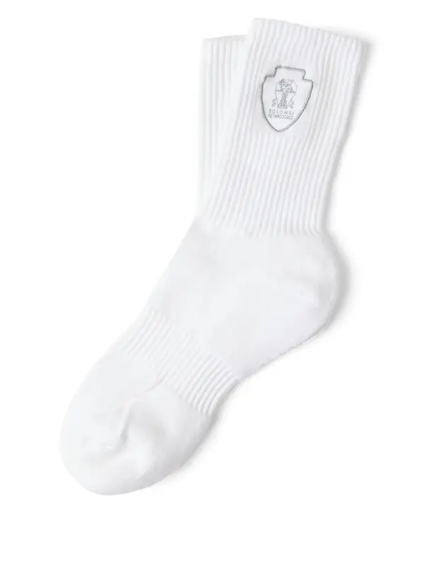Brunello Cucinelli Ribbed Knit Logo Ankle Socks - Multicolor