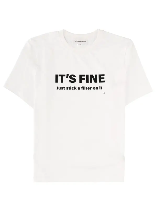 Victoria Beckham It's Fine, Just Stick A Filter On It" Organic Cotton T-shirt - White