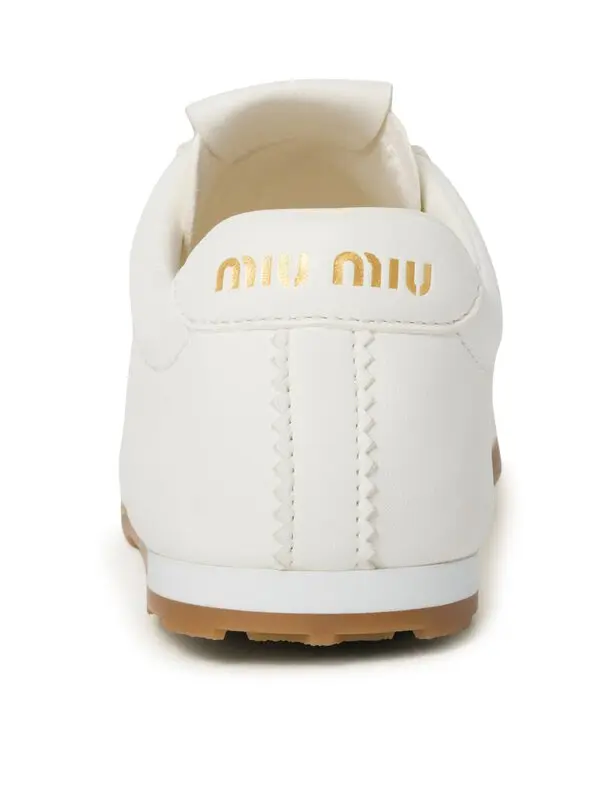 Miu Miu Perforated Lamb Skin Sneakers - Cream