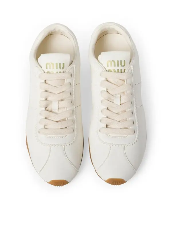 Miu Miu Perforated Lamb Skin Sneakers - Cream