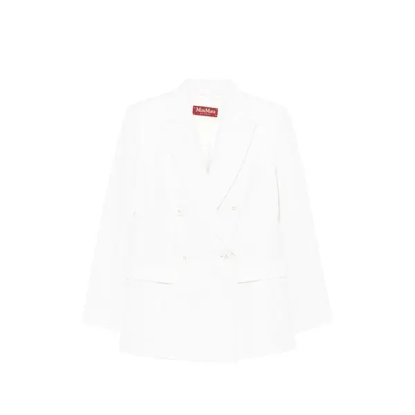 Max Mara Off- Virgin Wool Double-breasted Blazer - White