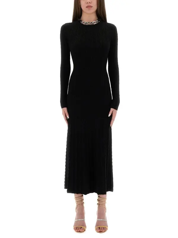 Rabanne Long Wool Dress - Black