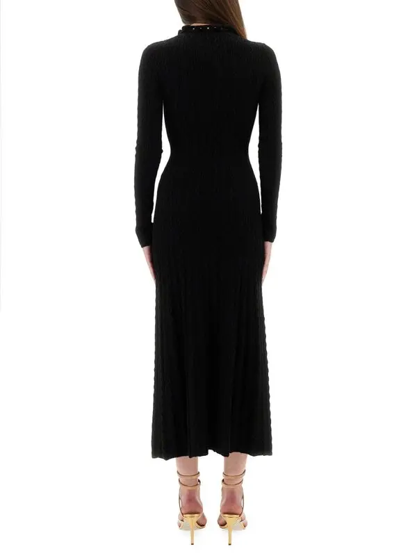 Rabanne Long Wool Dress - Black
