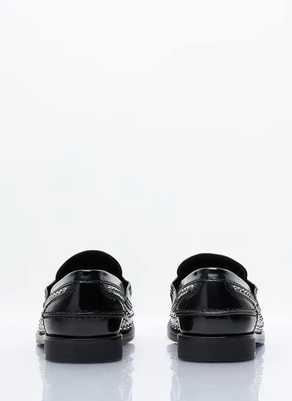 Miu Miu Studded Leather Loafers - Black