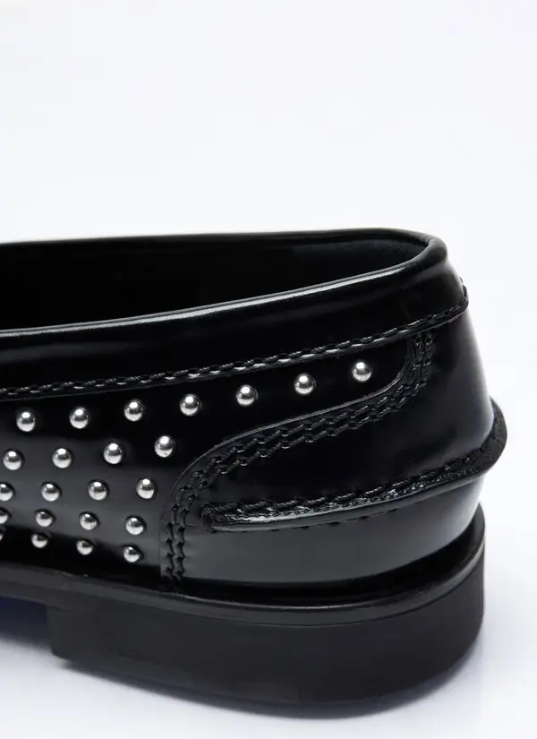Miu Miu Studded Leather Loafers - Black