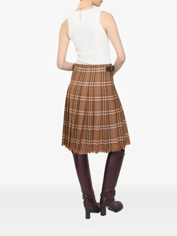 Burberry Plaid Wool Skirt - Multicolor