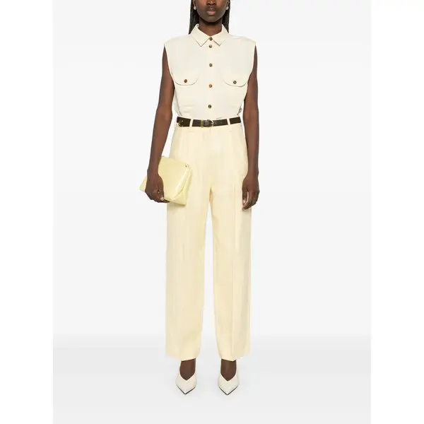 BLAZÉ MILANO Sleeveless Silk & Linen Blend Shirt