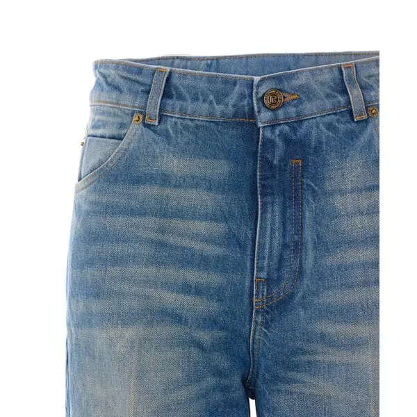 Balmain Straight Leg Faded Denim Pants - Blue