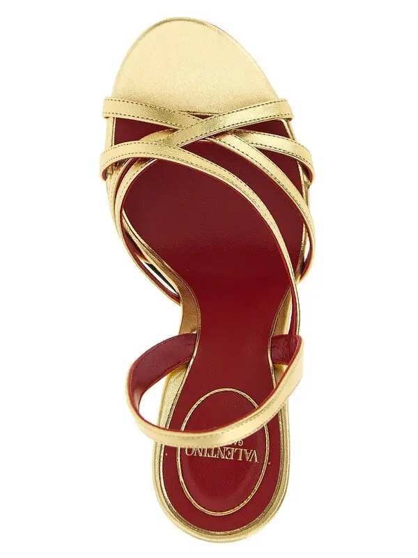 Valentino Garavani Laminated Nappa Sandals - Gold