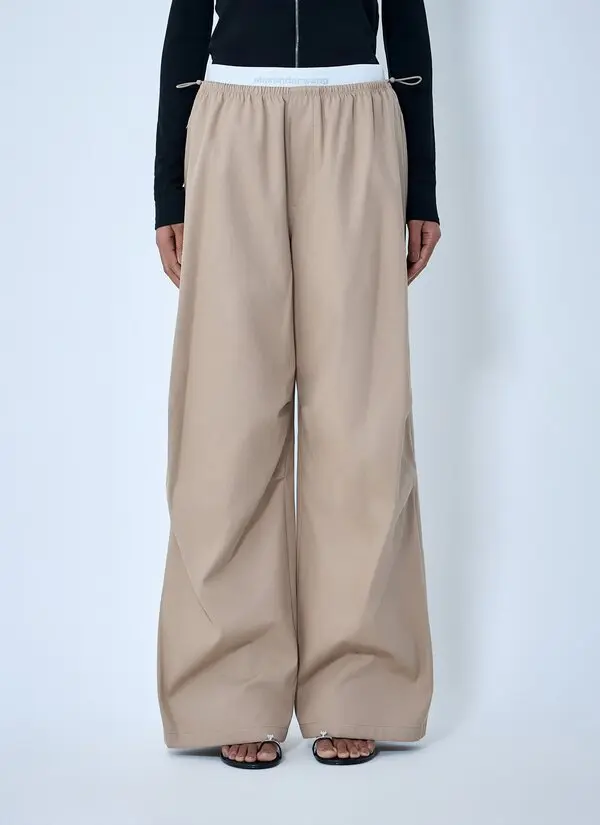Alexander Wang Wide-leg Elasticated Waist Cotton Pants - Cream
