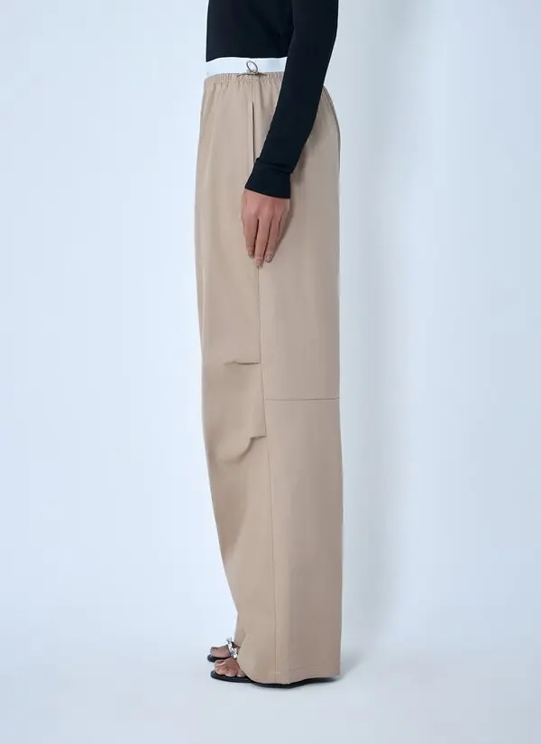 Alexander Wang Wide-leg Elasticated Waist Cotton Pants - Cream