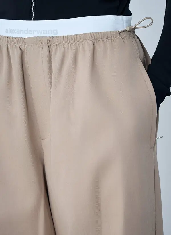 Alexander Wang Wide-leg Elasticated Waist Cotton Pants - Cream