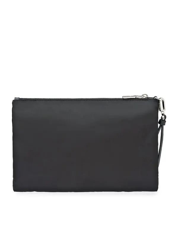 Prada Re-nylon Pouch In Saffiano - Black