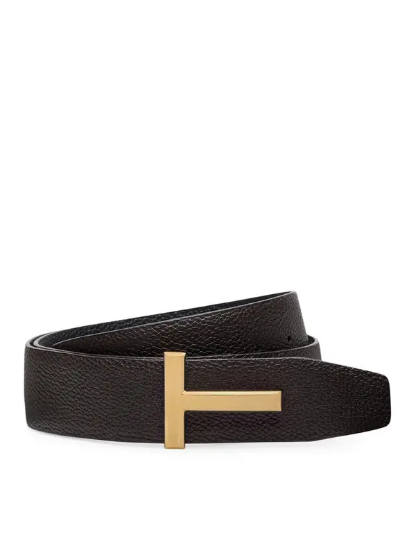 TOM FORD Ridge T Reversible Belt In Hammered Leather - Multicolor