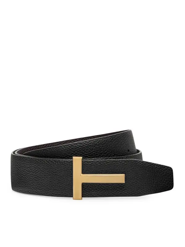 TOM FORD Ridge T Reversible Belt In Hammered Leather - Multicolor