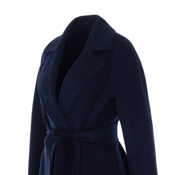 Max Mara Belted Wool And Silk Blend Coat - Blue