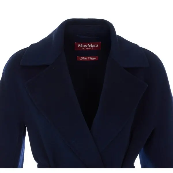 Max Mara Belted Wool And Silk Blend Coat - Blue