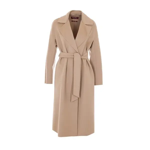 Max Mara Belted Wool And Silk Blend Coat - Cream