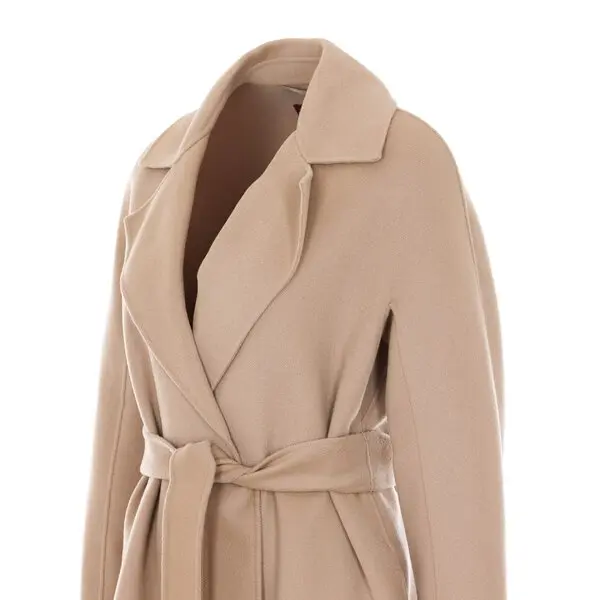 Max Mara Belted Wool And Silk Blend Coat - Cream