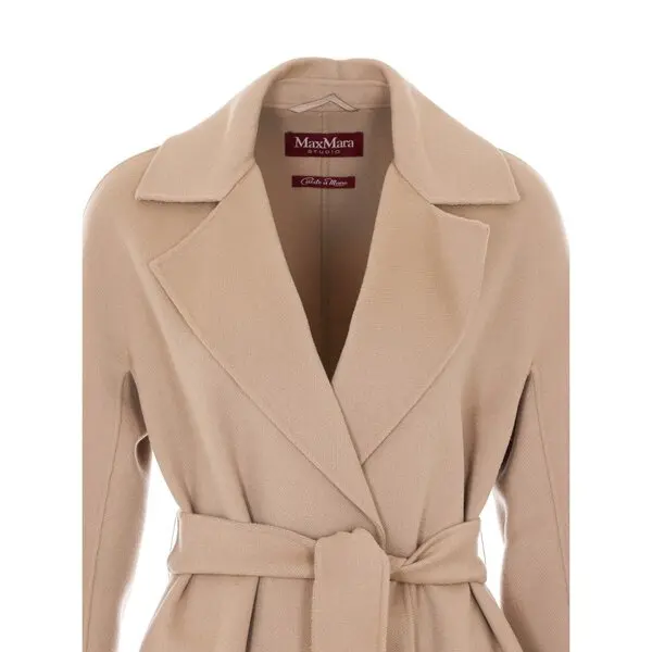 Max Mara Belted Wool And Silk Blend Coat - Cream
