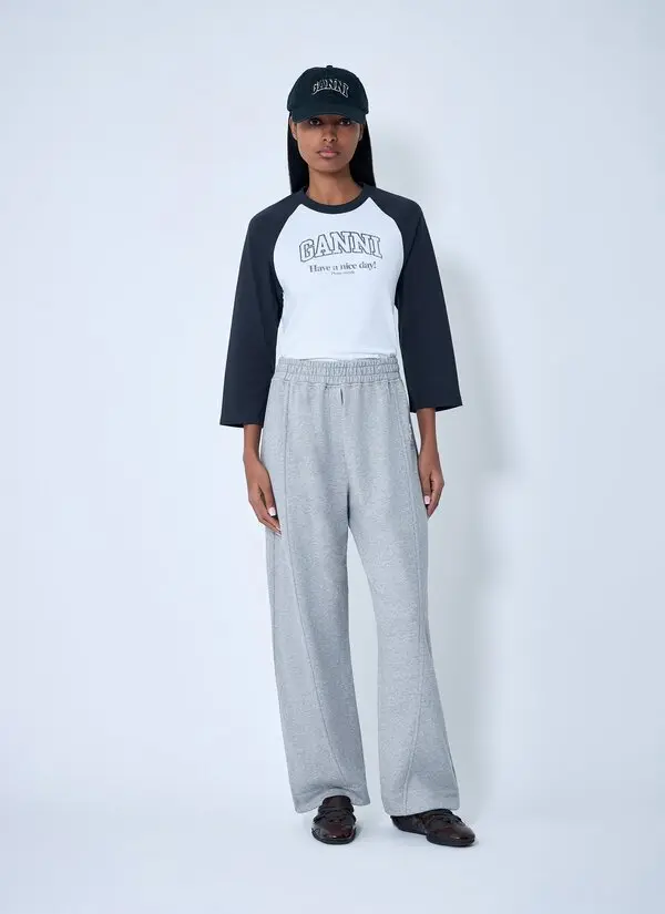 GANNI Cotton Jersey Straight-leg Track Pants - Gray