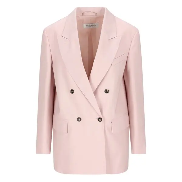 Max Mara Double-breasted Peak Lapel Blazer - Gray
