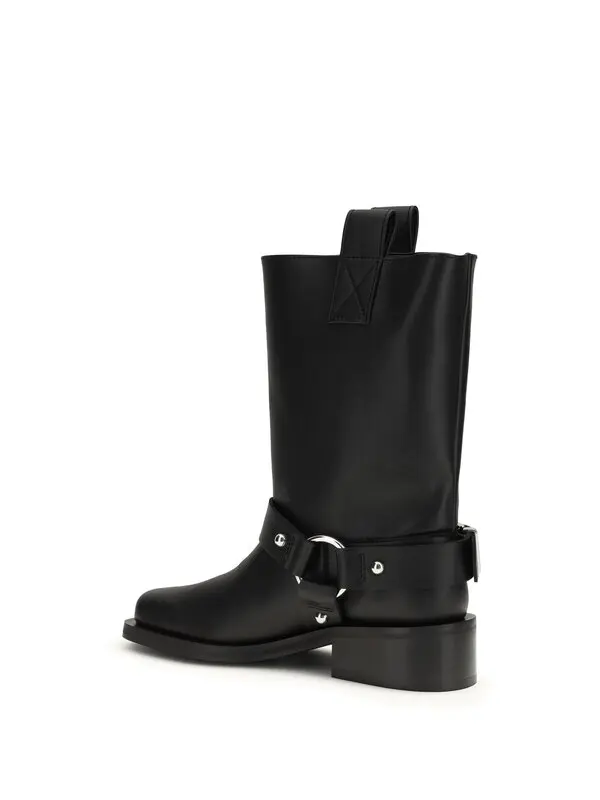 GANNI Biker Boots With Buckle And Stud Detailing - Black