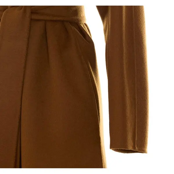 Max Mara Belted Long-sleeve Wool Blend Coat - Brown