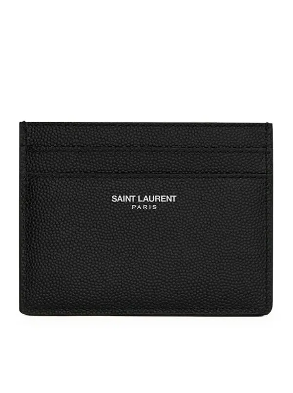 Saint Laurent Textured Leather Credit Card Holder - Black