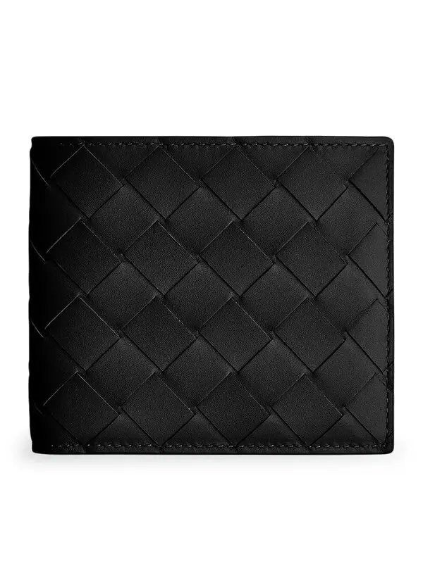 Bottega Veneta Bi-fold Woven Wallet With Coin Purse - Black