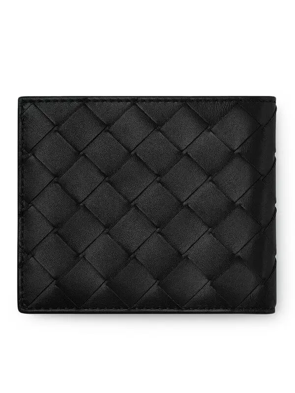Bottega Veneta Bi-fold Woven Wallet With Coin Purse - Black