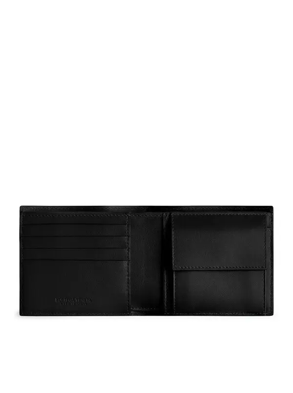 Bottega Veneta Bi-fold Woven Wallet With Coin Purse - Black
