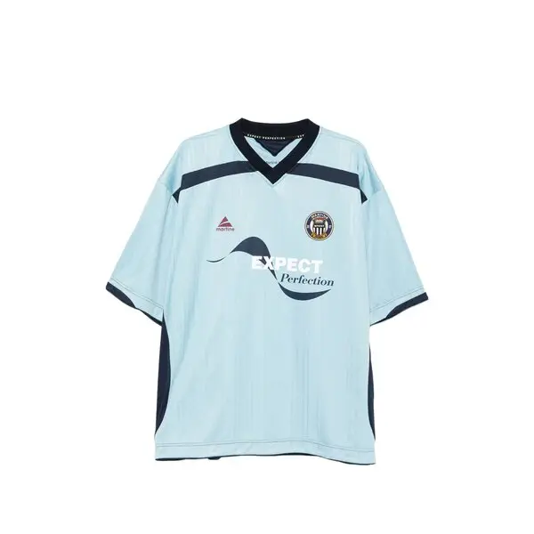 Martine Rose V-neck Striped Short Sleeve T-shirt - Blue