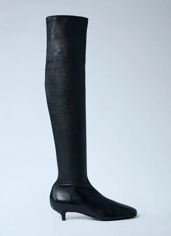 TOTEME Stretch Leather Knee-high Boots - Black