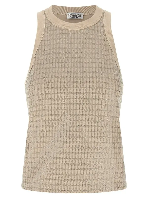 Brunello Cucinelli Embellished Crewneck Tank Top - Cream