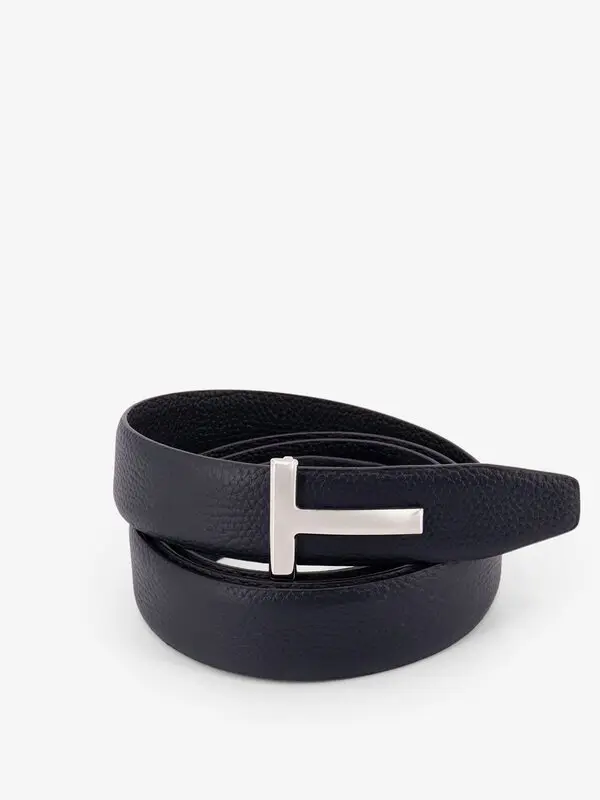 TOM FORD Hammered Leather Belt With Metal Buckle - Multicolor