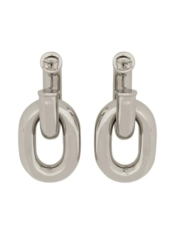 Rabanne Link Double Hoop Earrings - Silver