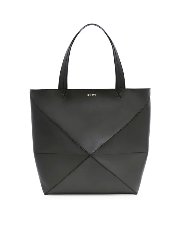 Loewe Polished Calfskin Puzzle Fold Tote Xl Bag - Black