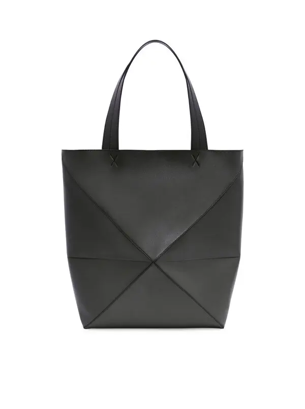 Loewe Polished Calfskin Puzzle Fold Tote Xl Bag - Black